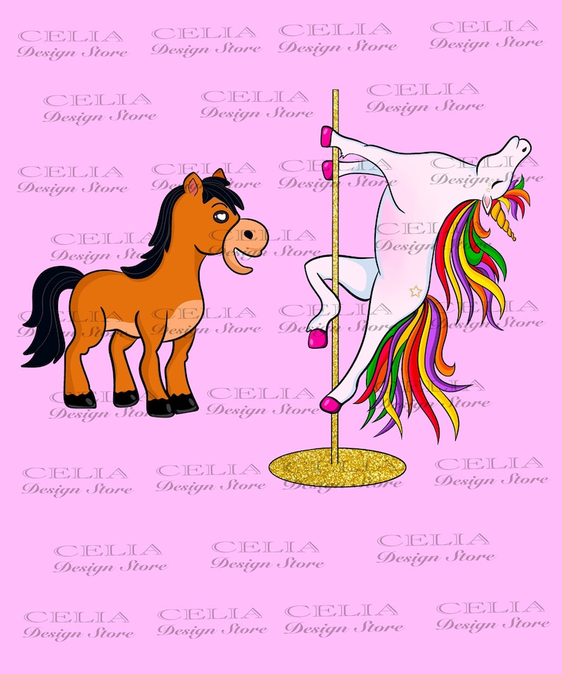 Unicorn Pole Dance, Unicorn PNG File, Sublimation Design, Digital ...