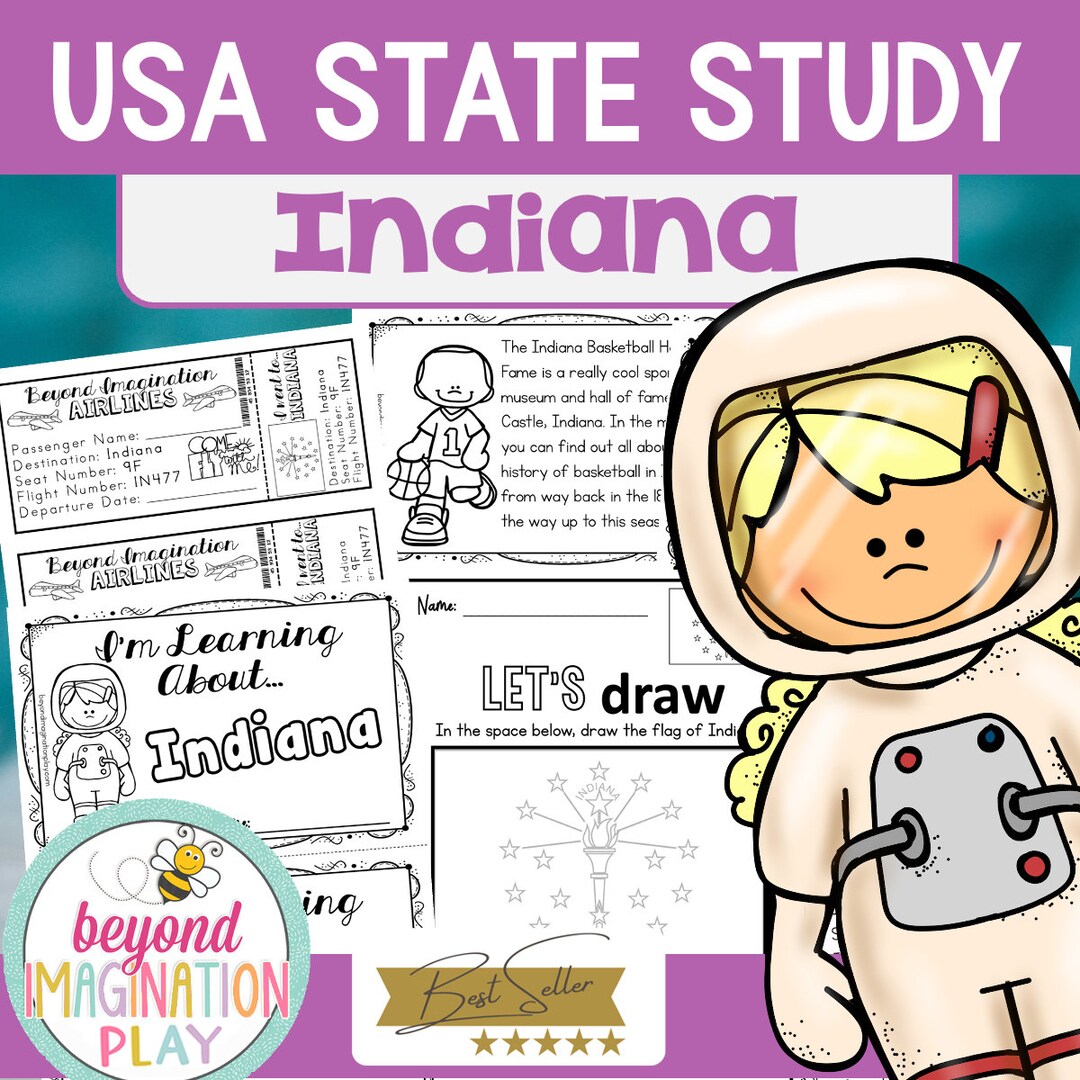 50 States Project | Indiana Facts Activities Worksheets Reading ...