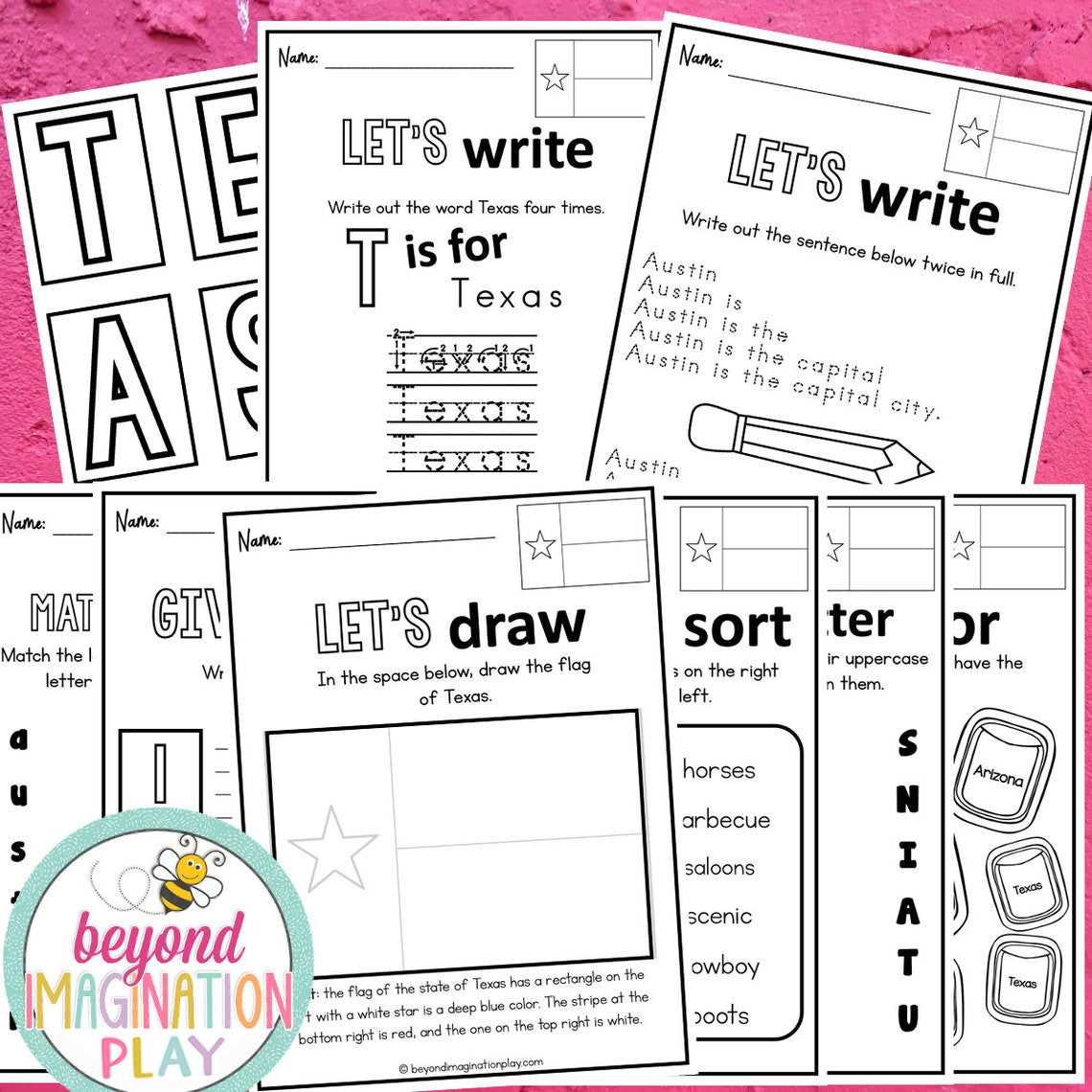 50 States Project | Texas Facts Activities Worksheets Reading ...