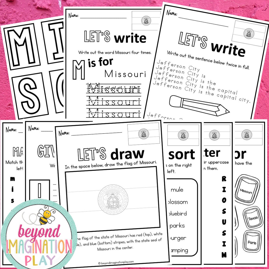 50 States Project | Missouri Facts Activities Worksheets Reading ...