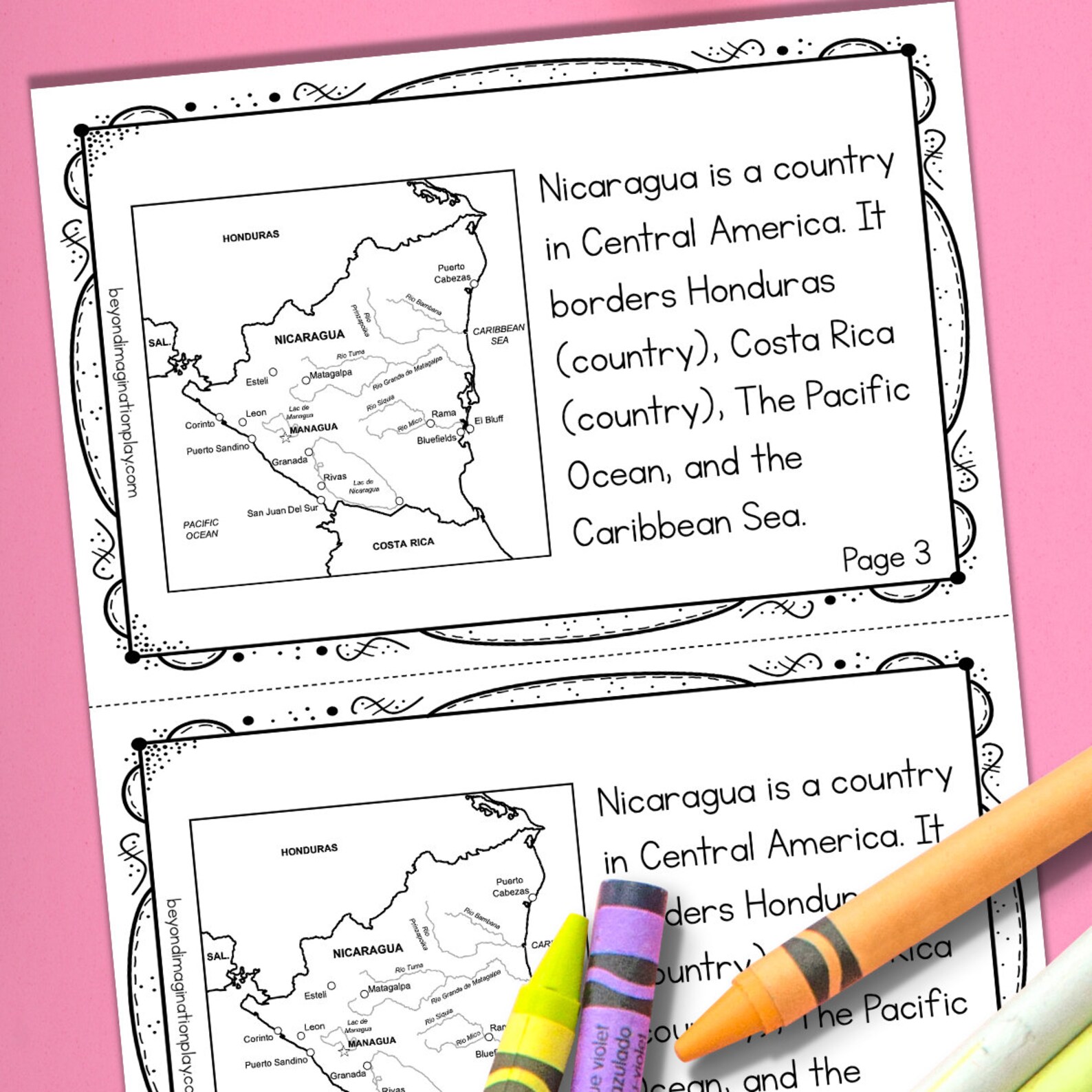 Nicaragua Country Study Instant Digital Download Printable Activity for ...