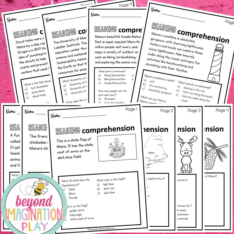 50 States Project Maine Facts Activities Worksheets Reading ...