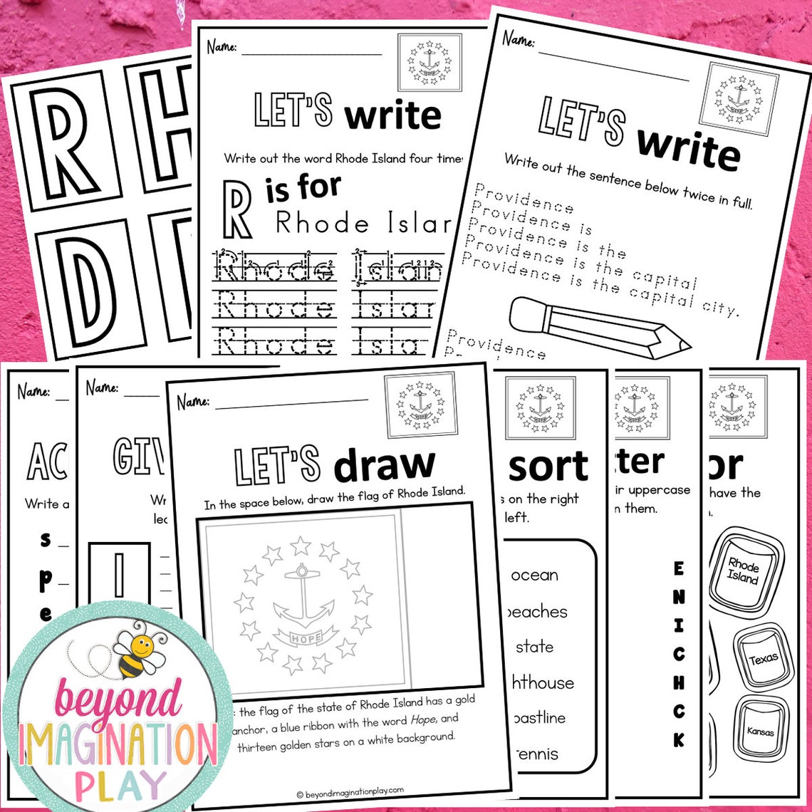 50 States Project | Rhode Island Facts Activities Worksheets Reading ...