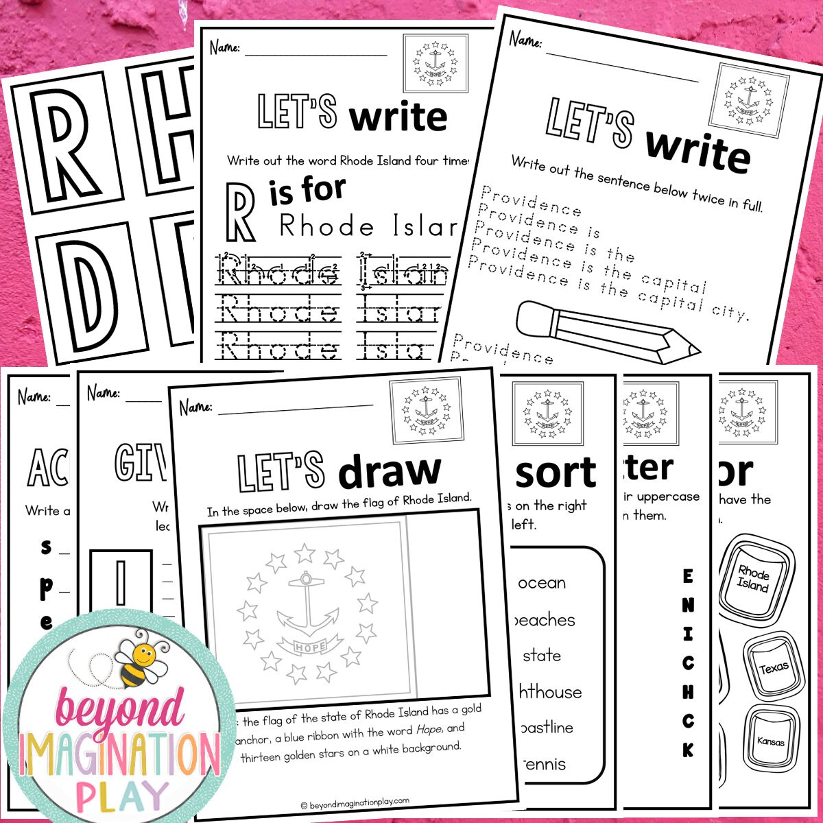 50 States Project | Rhode Island Facts Activities Worksheets Reading ...