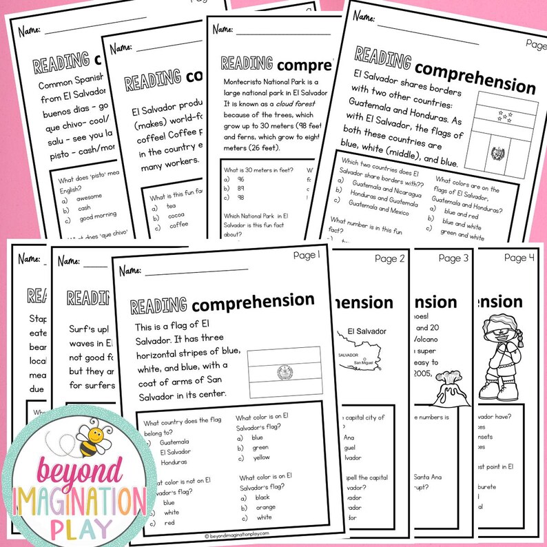 El Salvador Country Study Worksheets | Printable Geography Fun ...