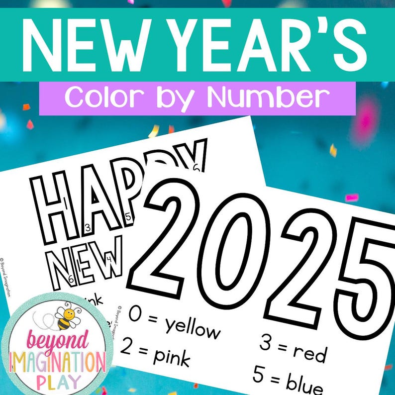 New Year's Activities 2025 | Color by Number | Art | Printable ...