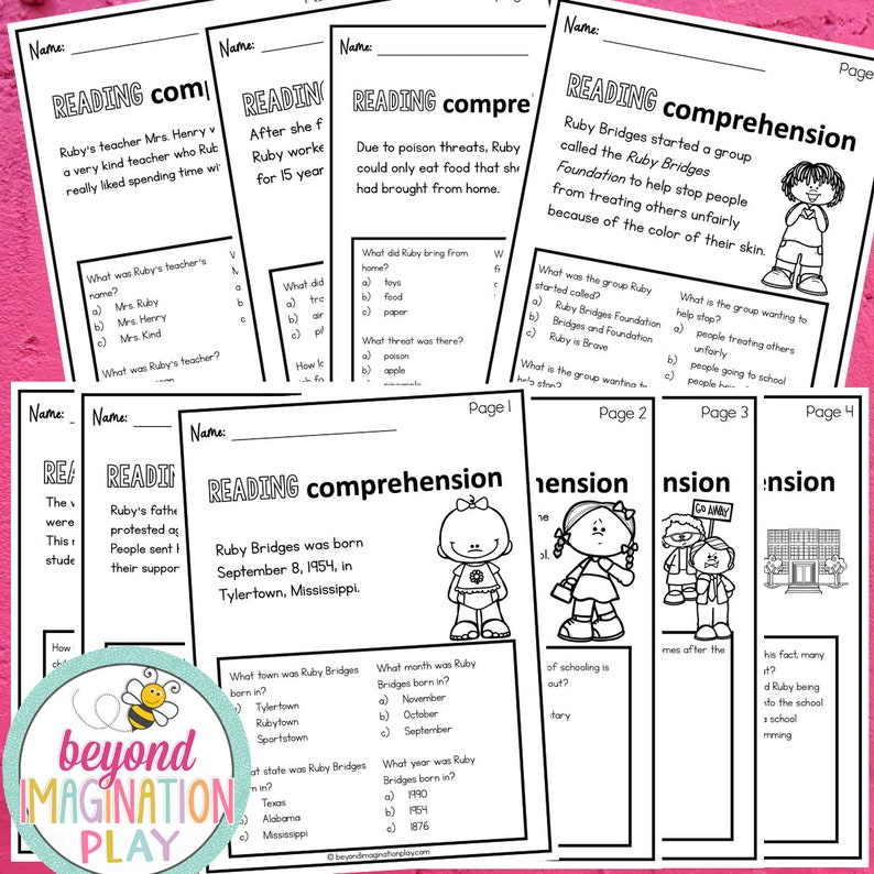 Ruby Bridges Biography *BEST SELLER* Reading Comprehension. Sheets ...