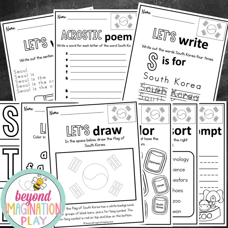 South Korea Country Study: Fun Facts, Play Pretend Boarding Passes and ...