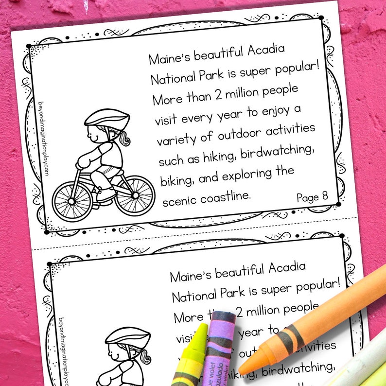 50 States Project Maine Facts Activities Worksheets Reading ...