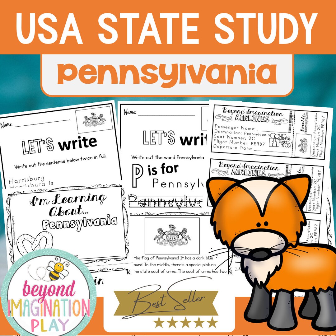 50 States Project | Pennsylvania Facts Activities Worksheets Reading ...