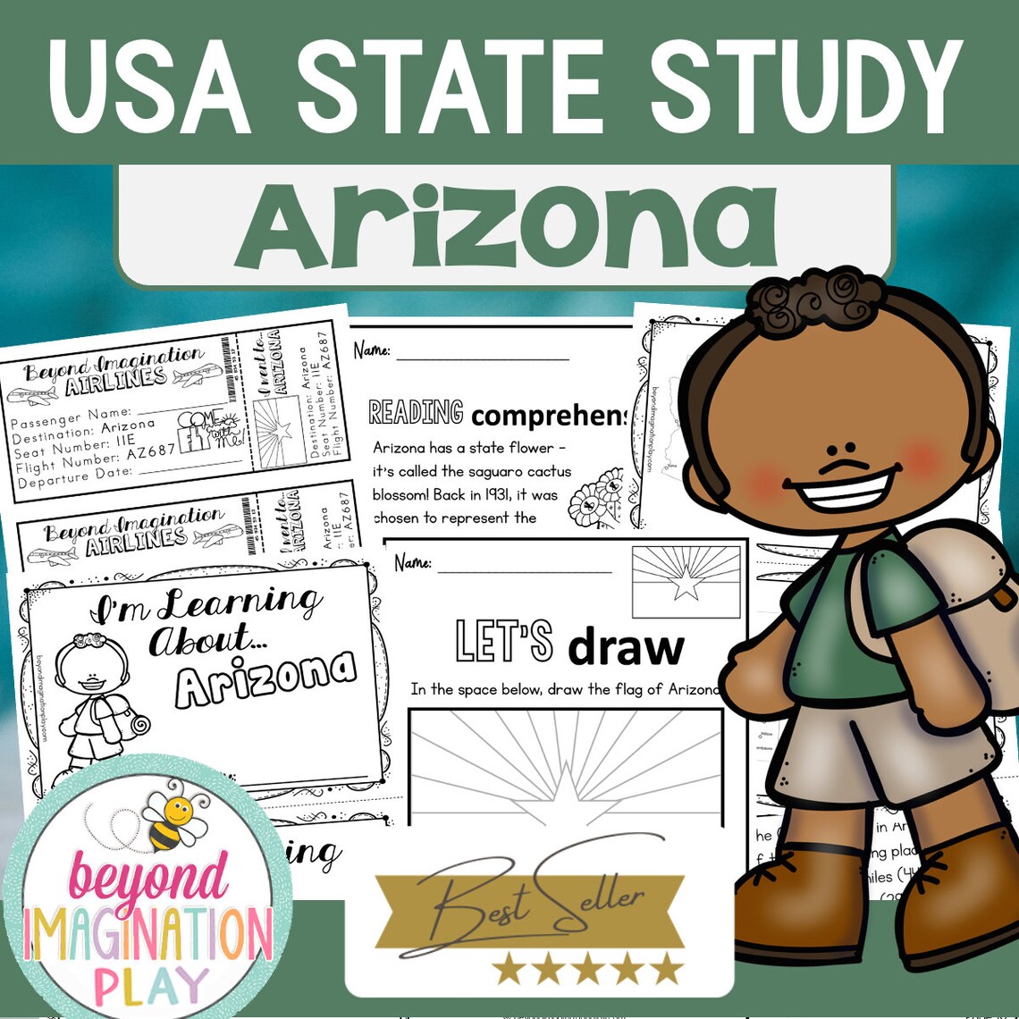 50 States Project | Arizona Facts Activities Worksheets Reading ...