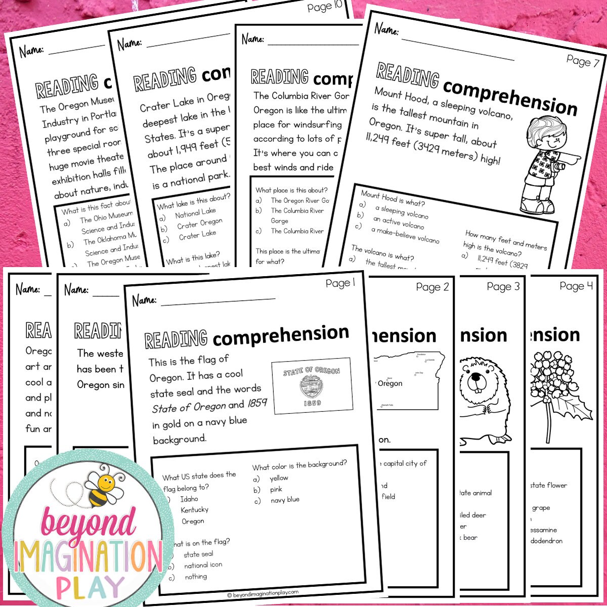 50 States Project | Oregon Facts Activities Worksheets Reading ...