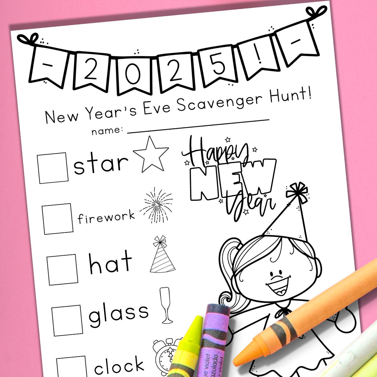 New Years Scavenger Hunt for Kids New Years 2025 Activities | Art ...