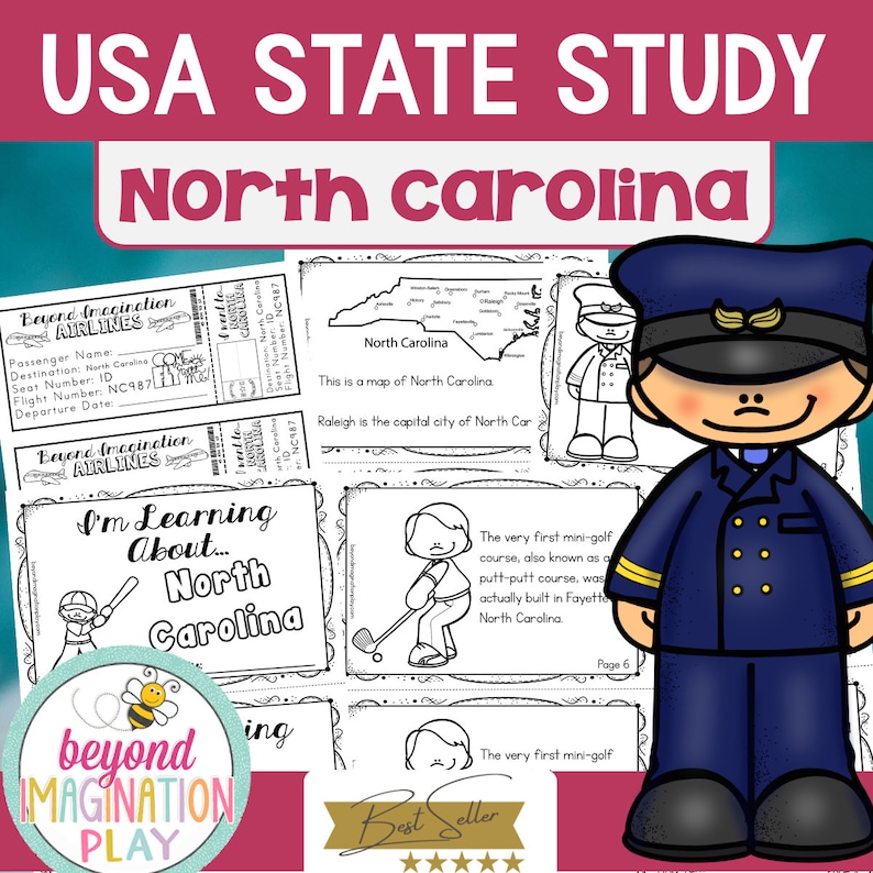 50 States Project | North Carolina Facts Activities Worksheets Reading ...