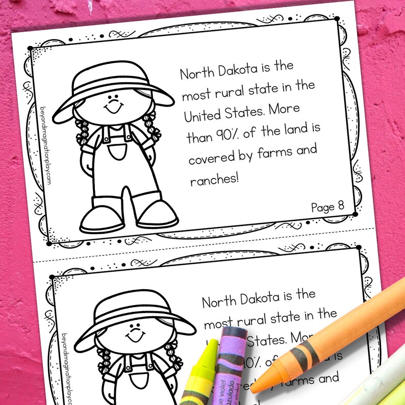 50 States Project | North Dakota Facts Activities Worksheets Reading ...