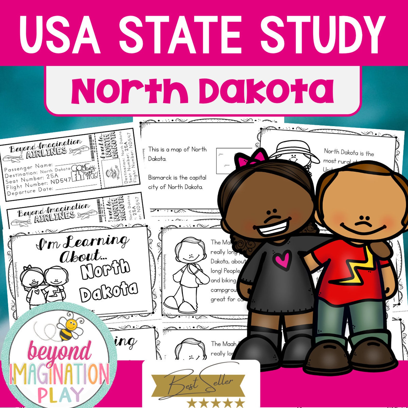 50 States Project | North Dakota Facts Activities Worksheets Reading ...