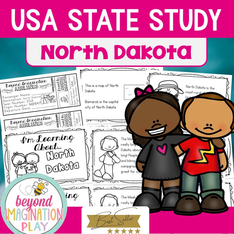 50 States Project | North Dakota Facts Activities Worksheets Reading ...