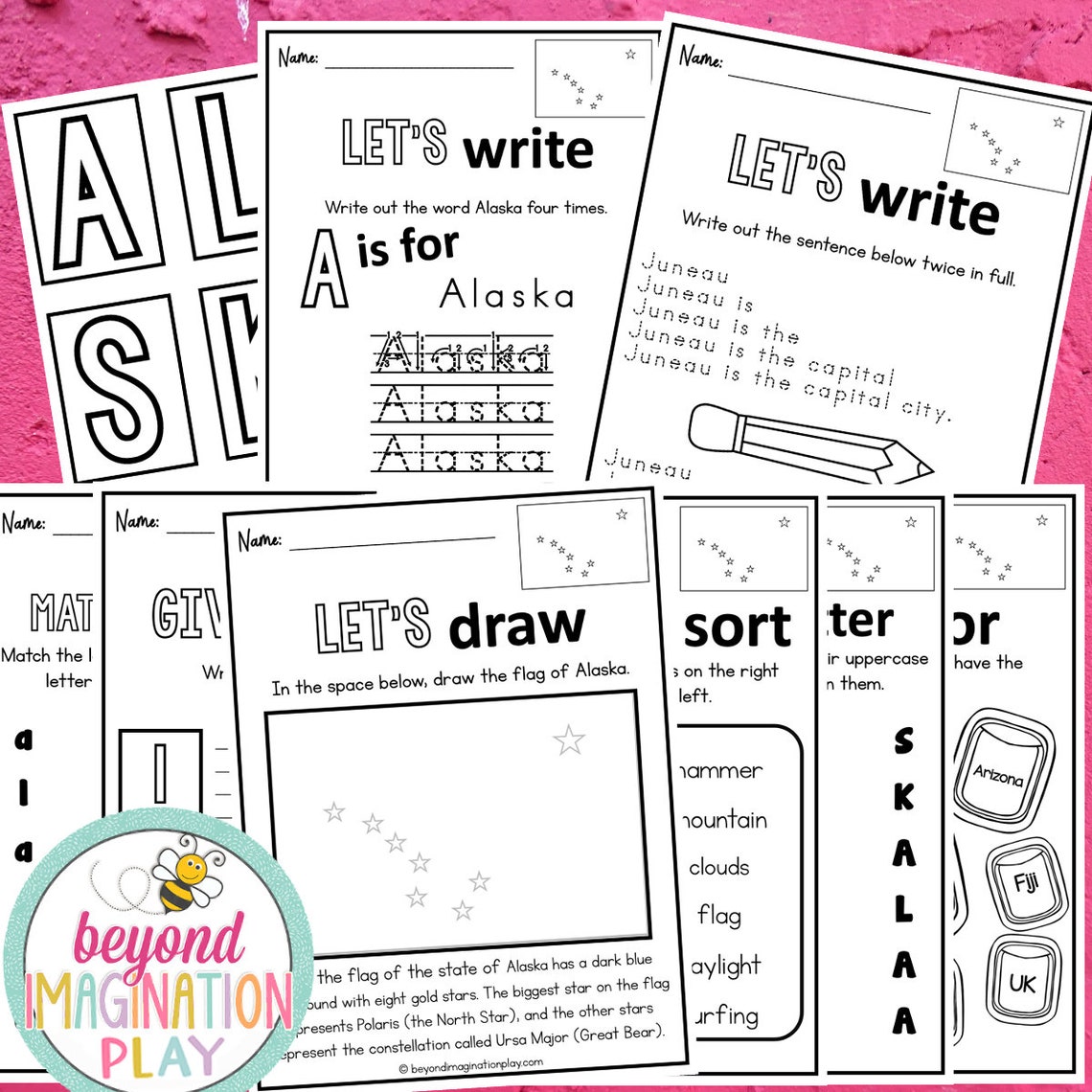 50 States Project Alaska Facts Activities Worksheets Reading ...