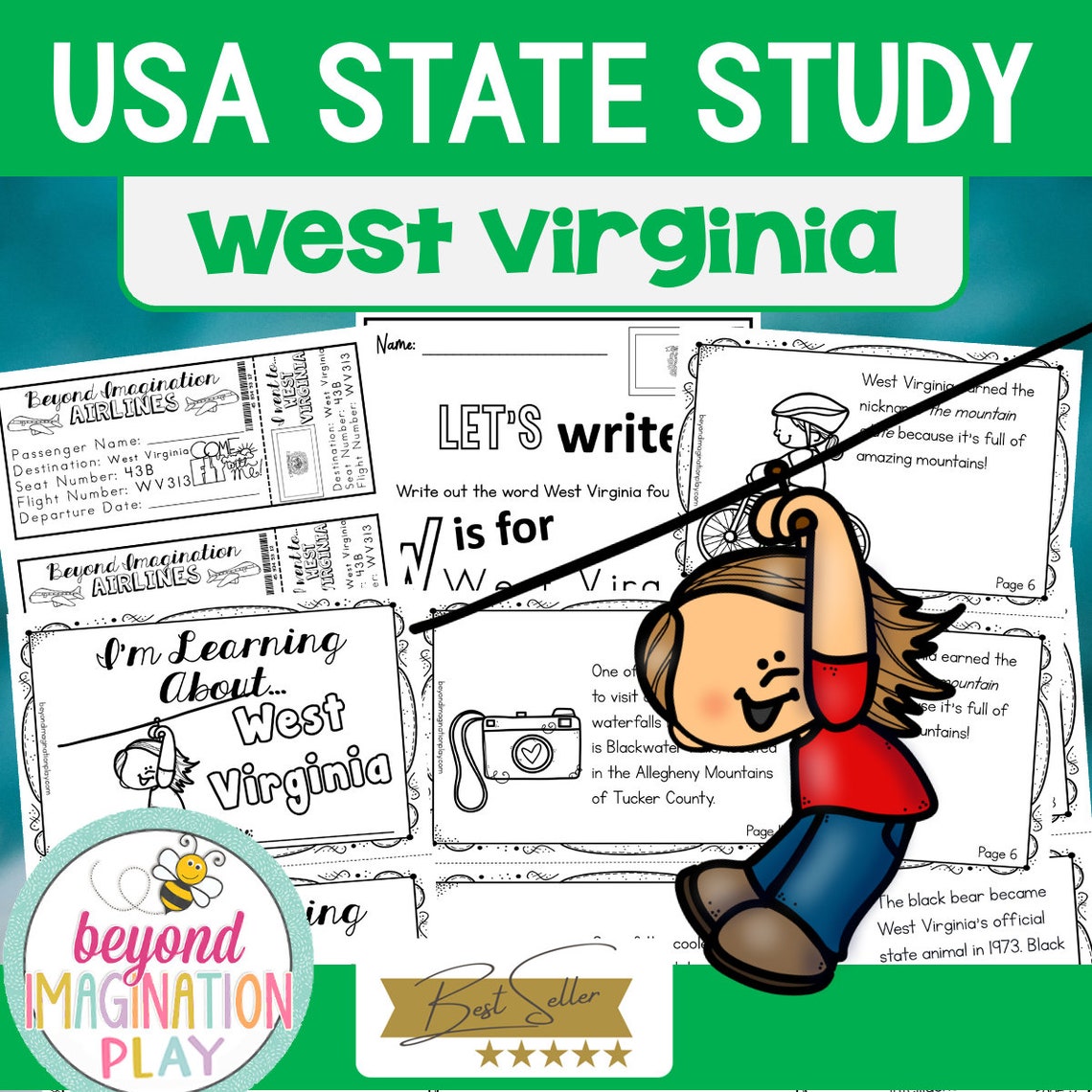 50 States Project | West Virginia Facts Activities Worksheets Reading ...