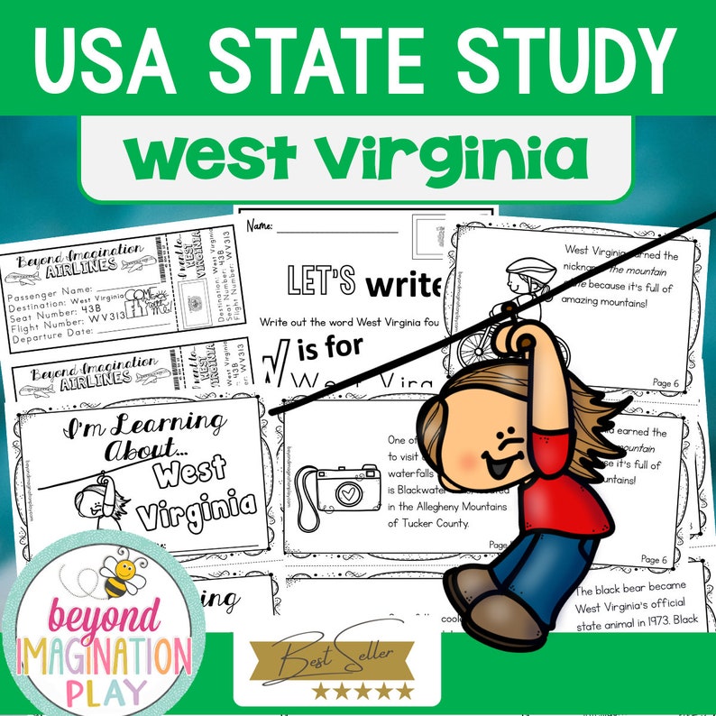 50 States Project | West Virginia Facts Activities Worksheets Reading ...
