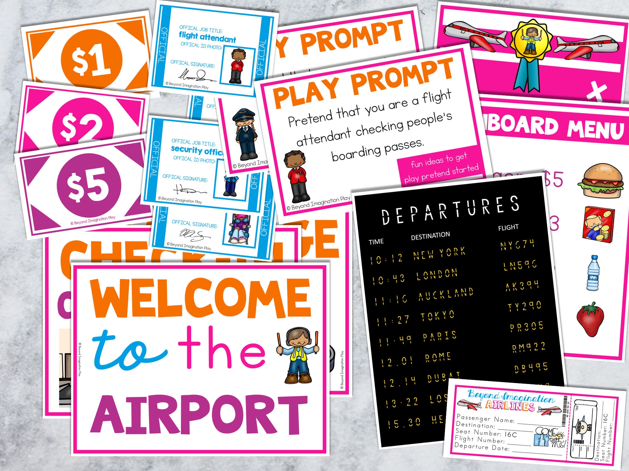 Airport Play Pretend Printables - Etsy
