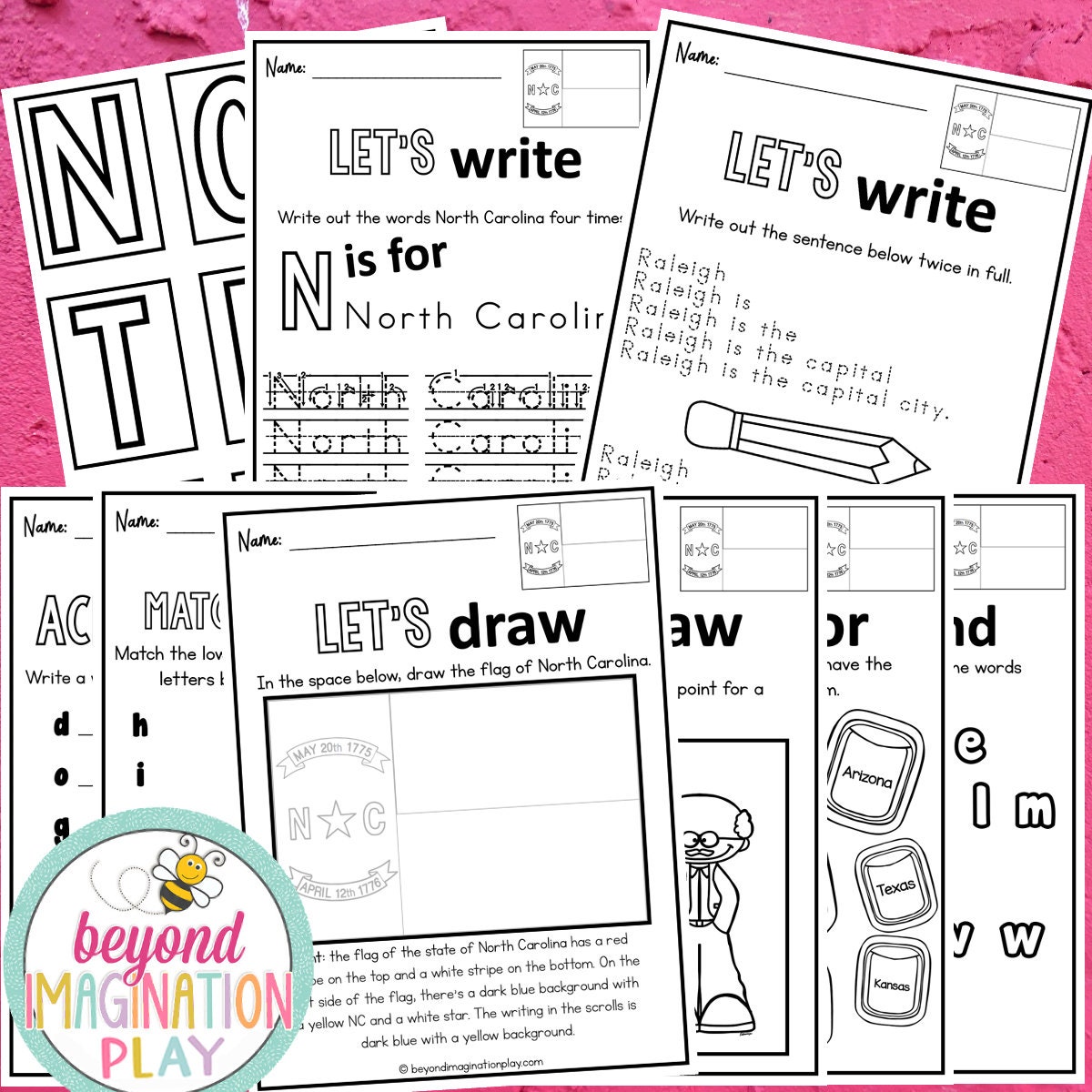 50 States Project | North Carolina Facts Activities Worksheets Reading ...
