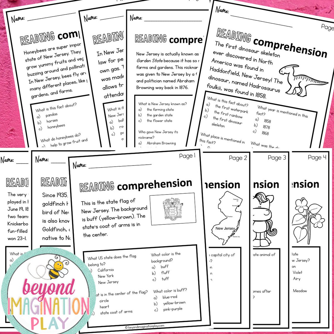 50 States Project | New Jersey Facts Activities Worksheets Reading ...