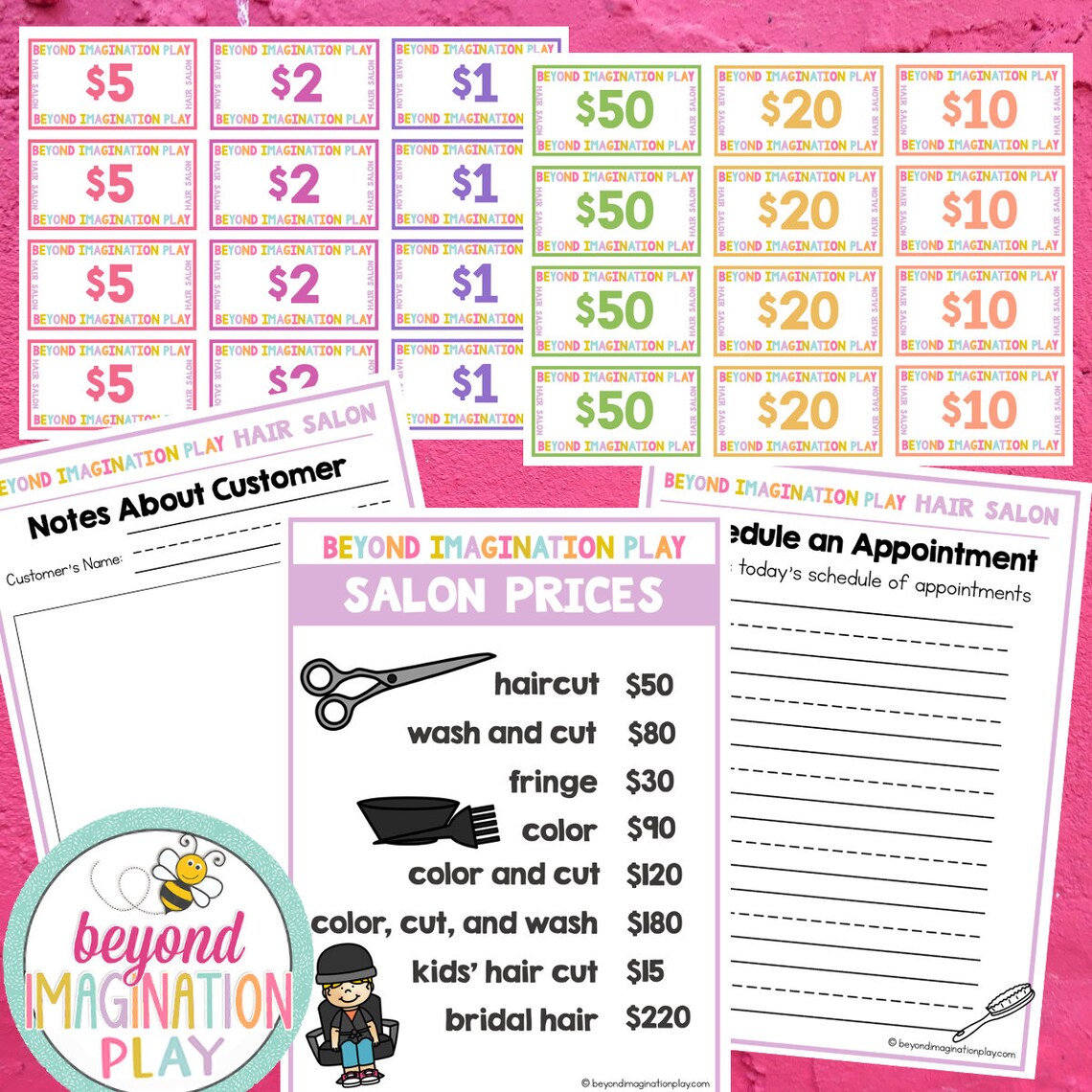Hair Salon Play Pretend Printables | Instant Digital Download ...