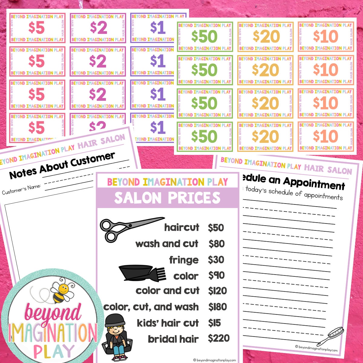 Hair Salon Play Pretend Printables | Instant Digital Download ...