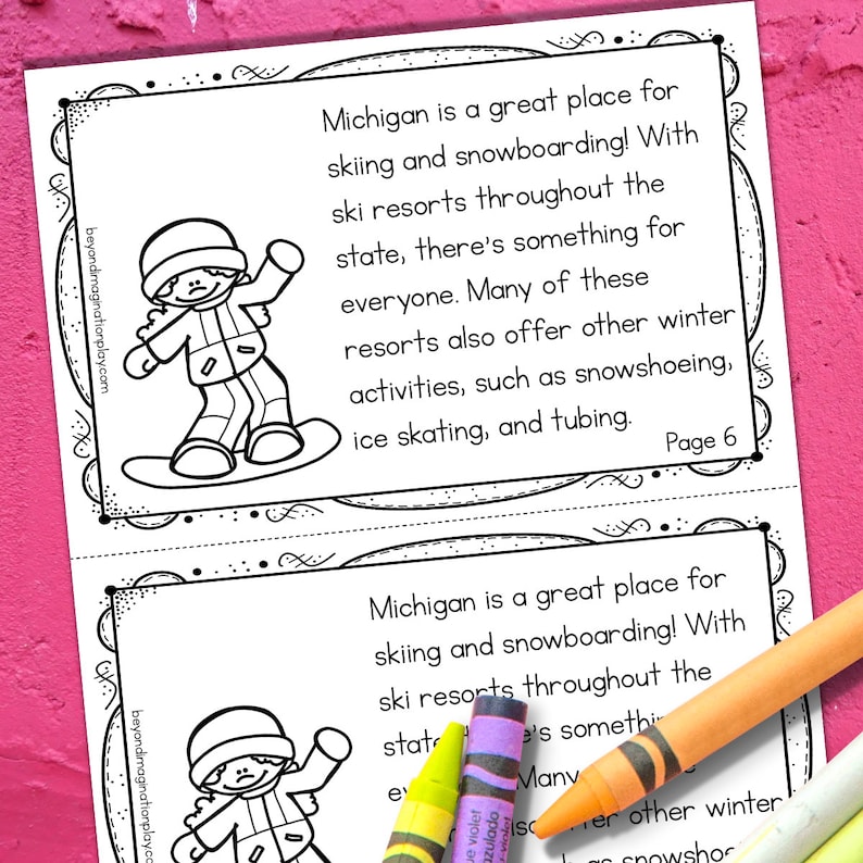 50 States Project | Michigan Facts Activities Worksheets Reading ...