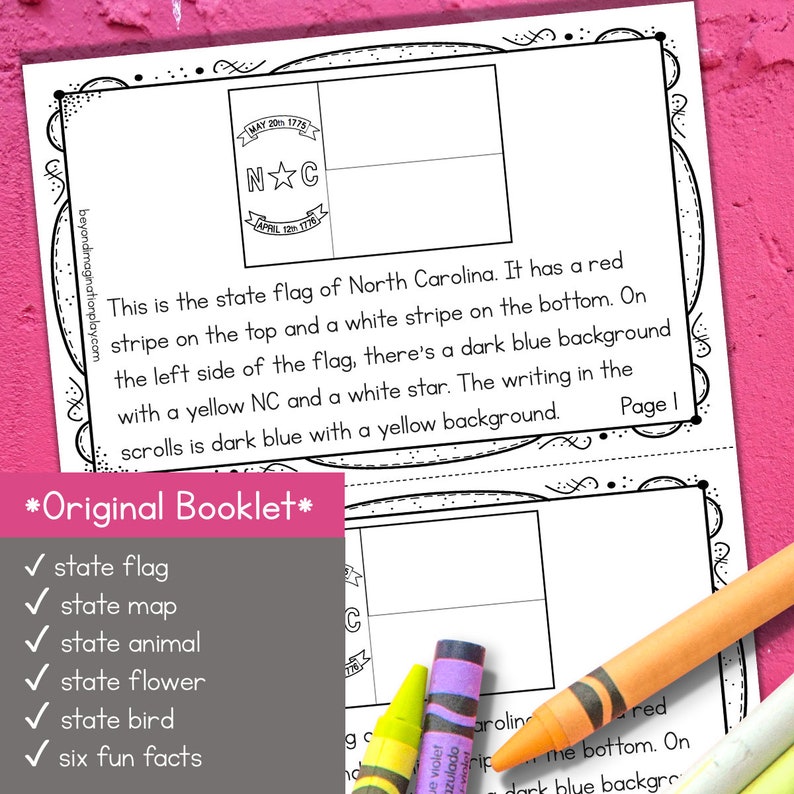 50 States Project | North Carolina Facts Activities Worksheets Reading ...