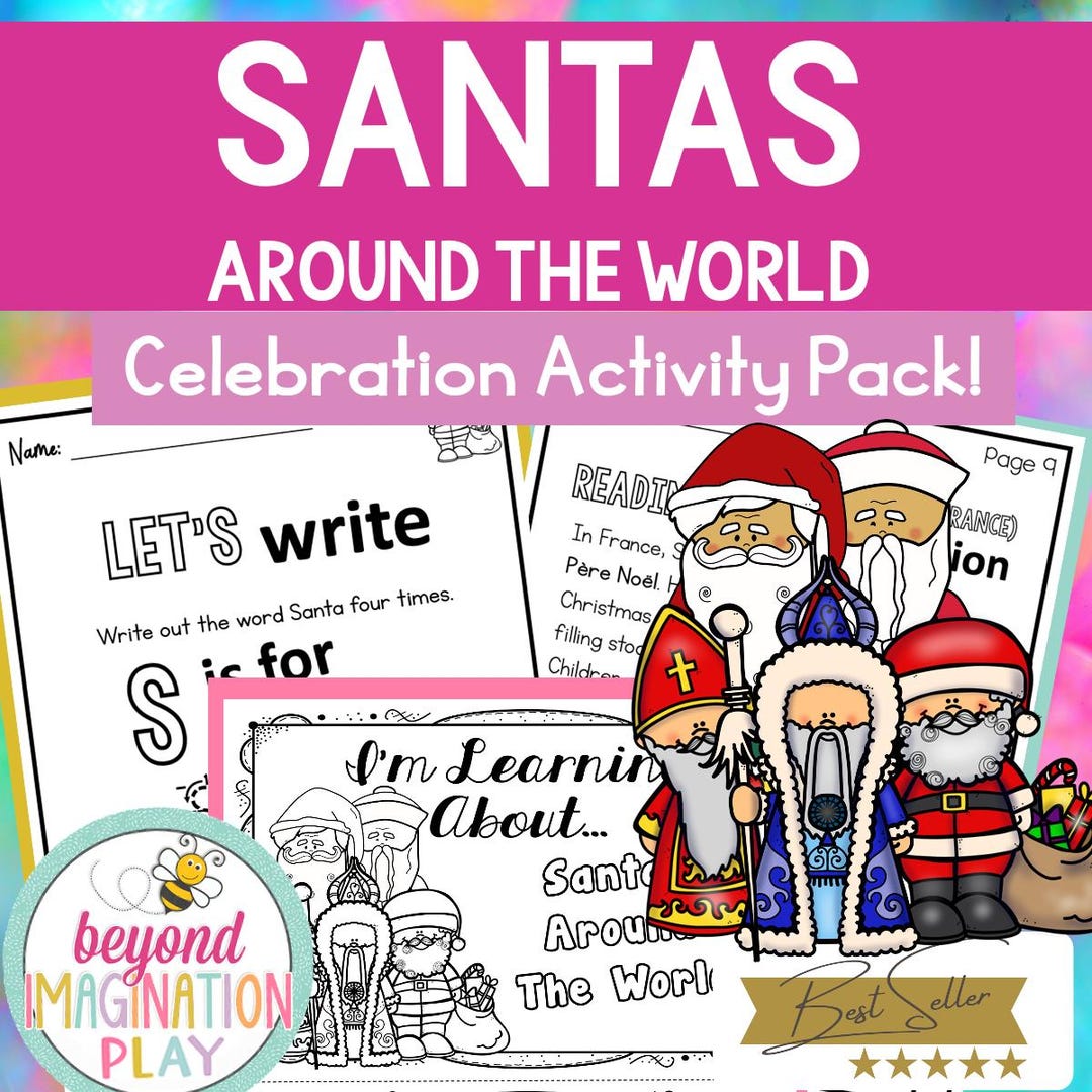 Santas Around the World: Fun Christmas Activities + Worksheets for Kids ...
