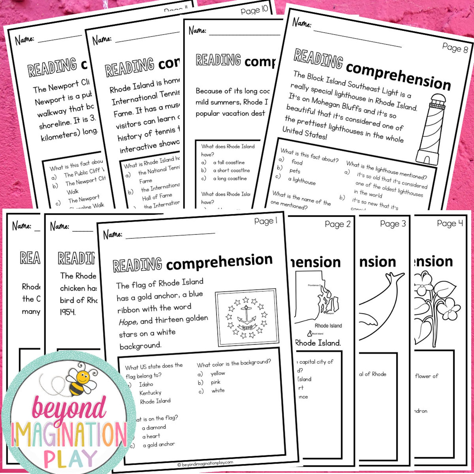 50 States Project | Rhode Island Facts Activities Worksheets Reading ...