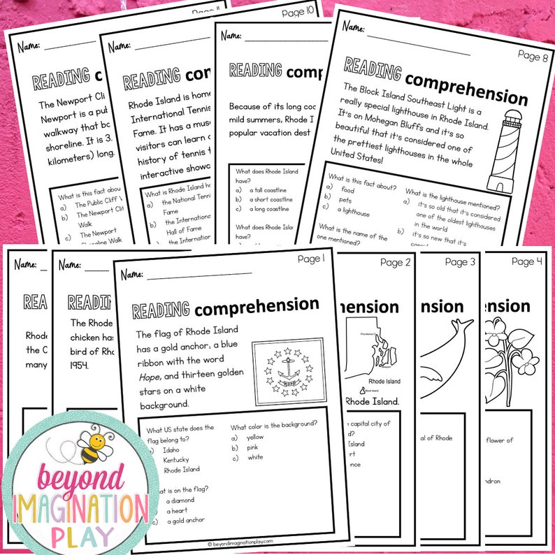 50 States Project | Rhode Island Facts Activities Worksheets Reading ...