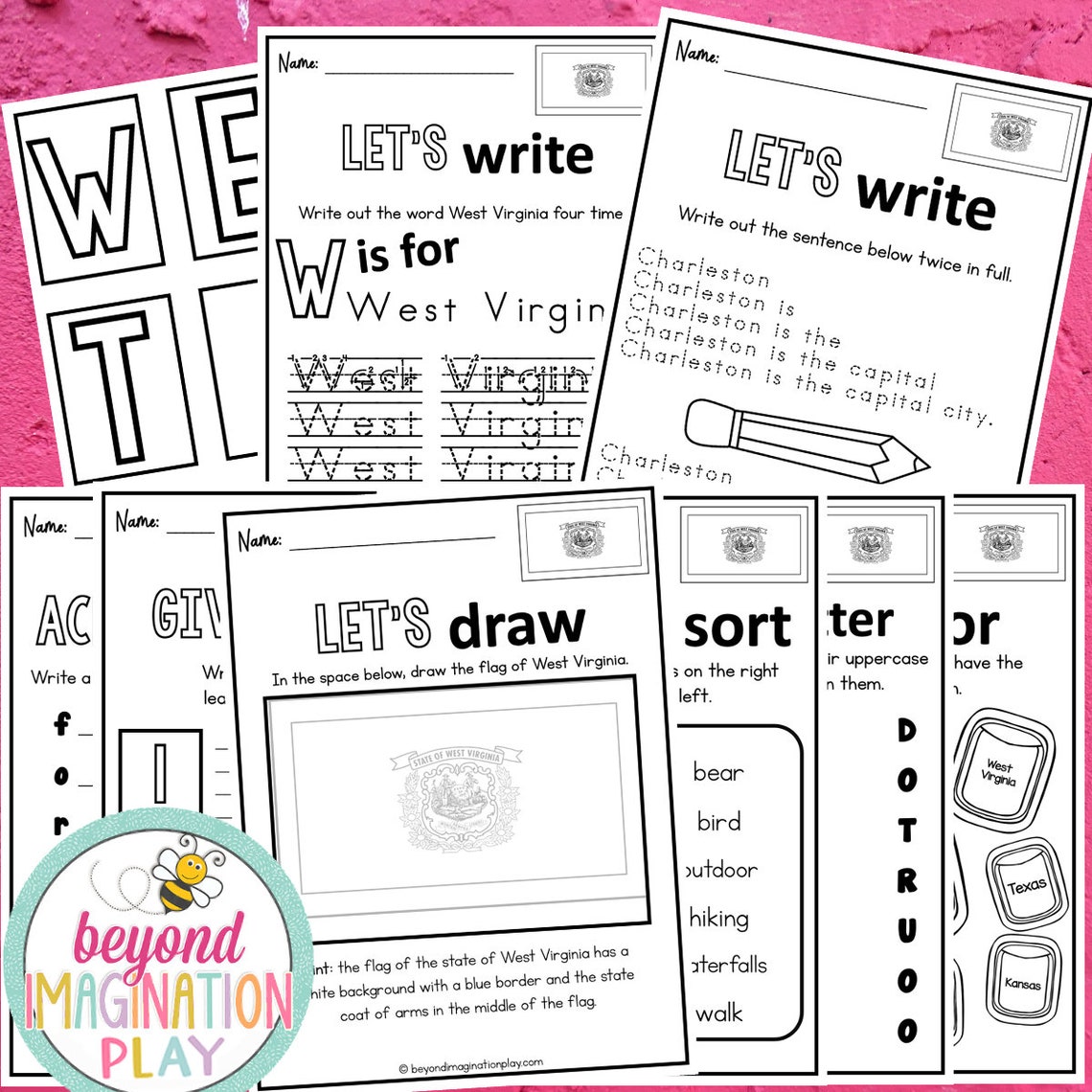 50 States Project | West Virginia Facts Activities Worksheets Reading ...