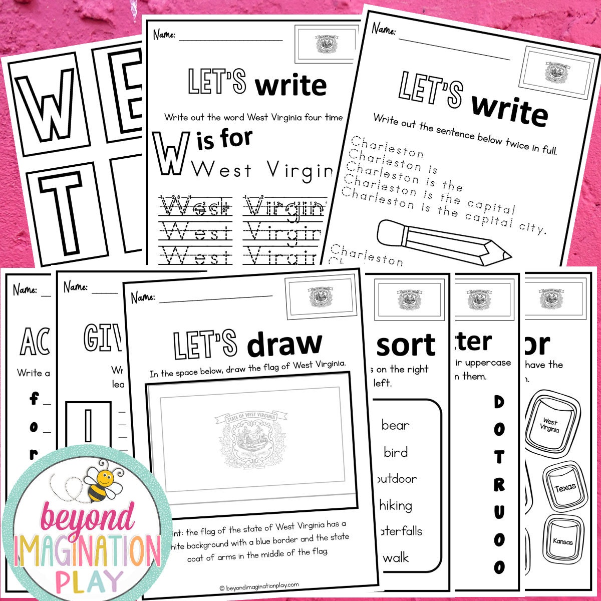 50 States Project | West Virginia Facts Activities Worksheets Reading ...