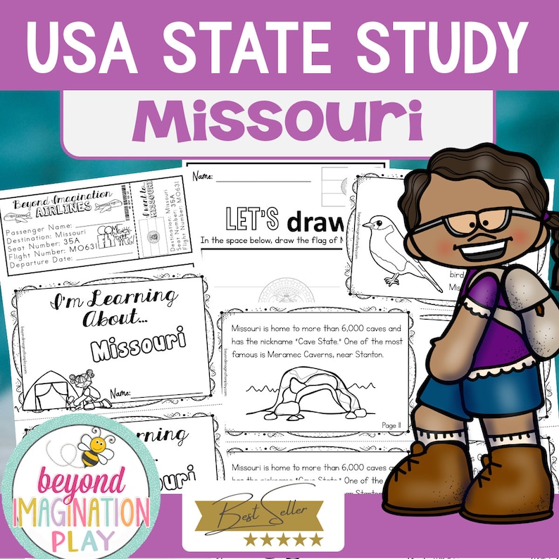 50 States Project | Missouri Facts Activities Worksheets Reading ...