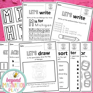 50 States Project | Michigan Facts Activities Worksheets Reading ...