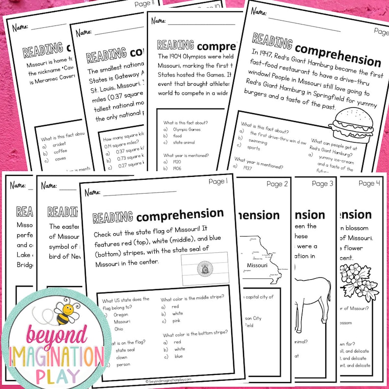 50 States Project | Missouri Facts Activities Worksheets Reading ...
