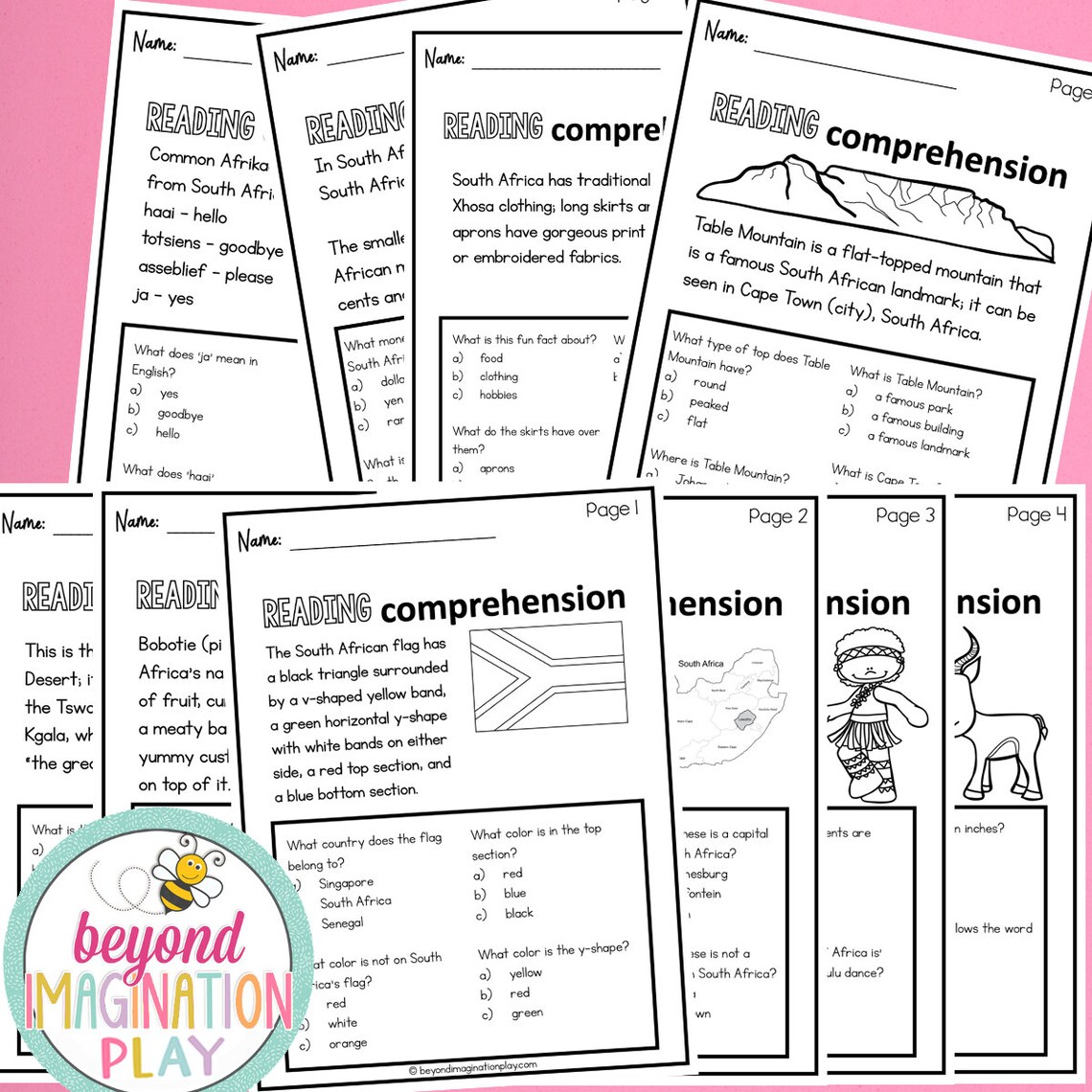 South Africa Country Study *BEST SELLER* Comprehension, Activities Play ...