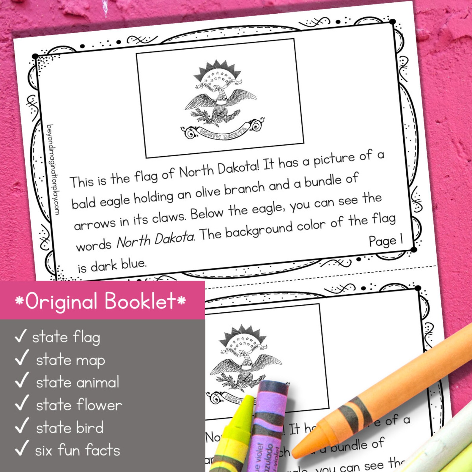 50 States Project | North Dakota Facts Activities Worksheets Reading ...