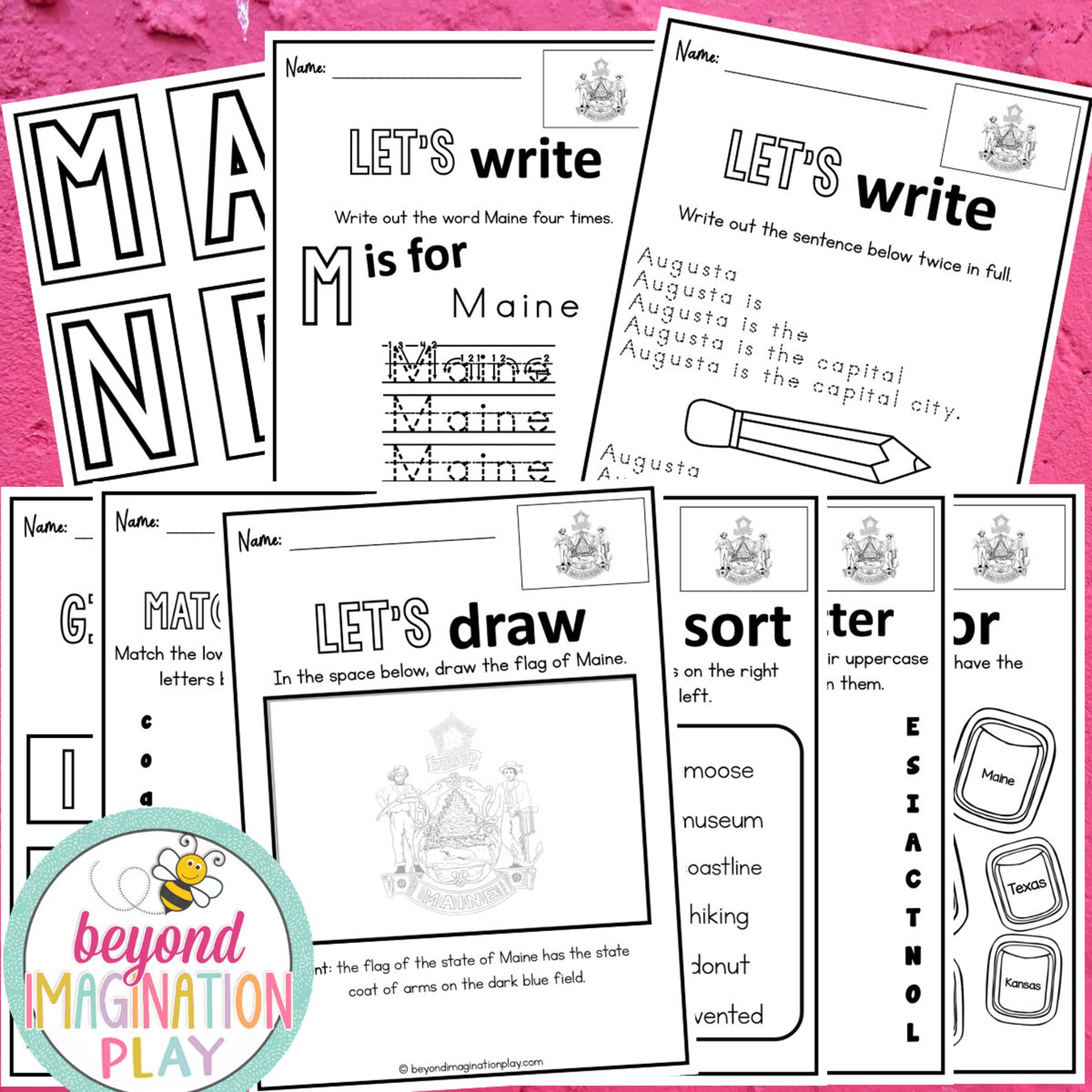 50 States Project | Maine Facts Activities Worksheets Reading ...