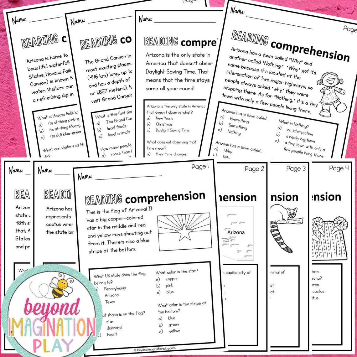 50 States Project | Arizona Facts Activities Worksheets Reading ...