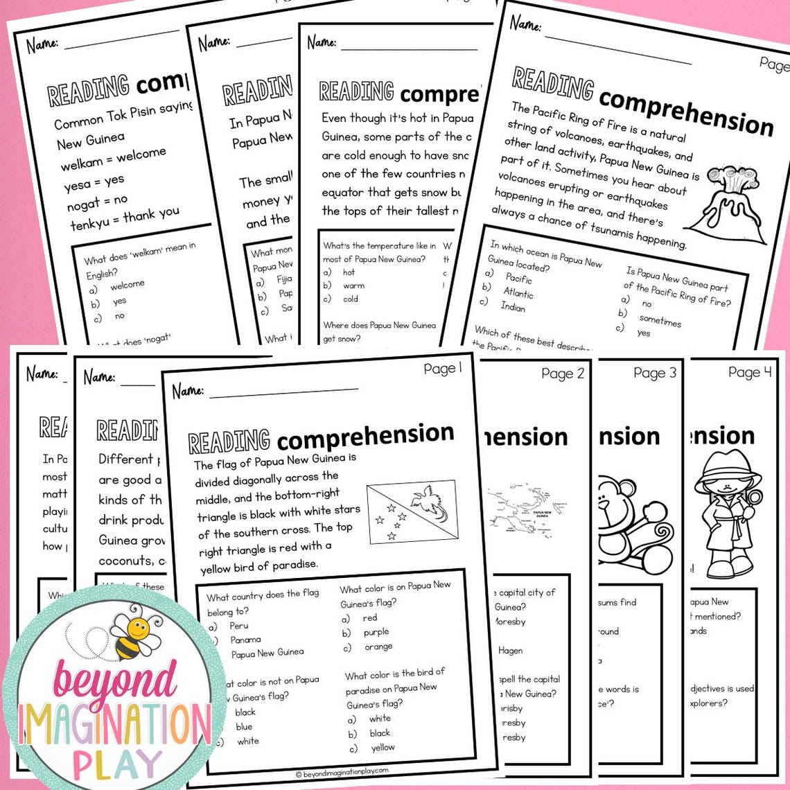 Papua New Guinea Country Study Worksheets | Printable Geography Fun ...