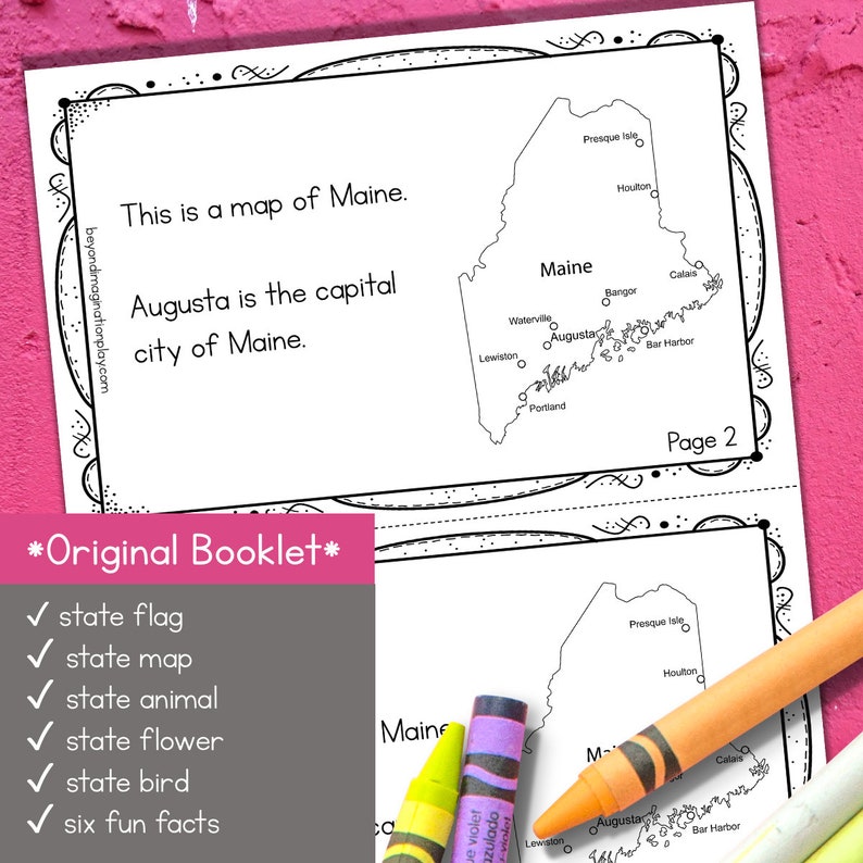 50 States Project | Maine Facts Activities Worksheets Reading ...