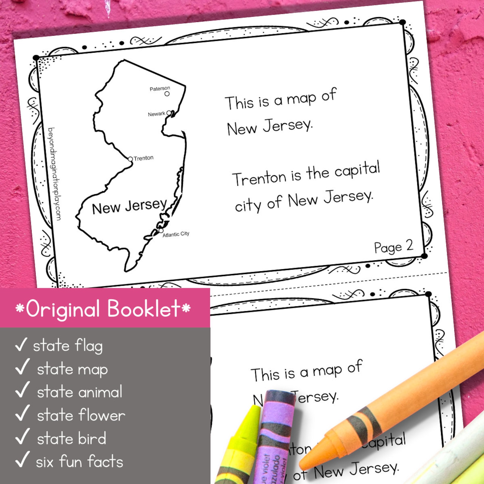 50 States Project | New Jersey Facts Activities Worksheets Reading ...