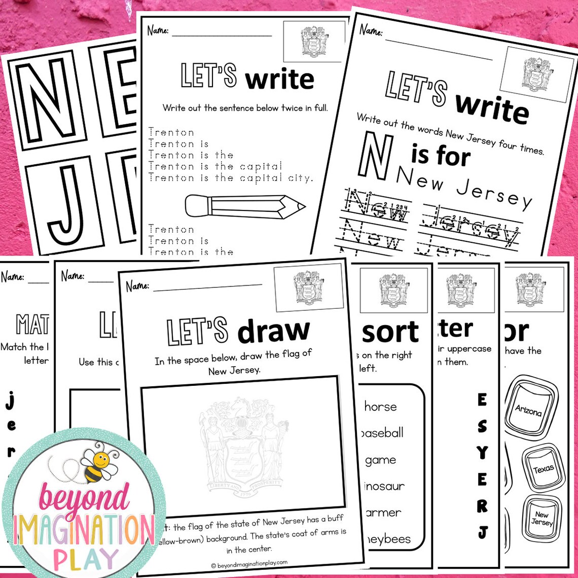 50 States Project | New Jersey Facts Activities Worksheets Reading ...