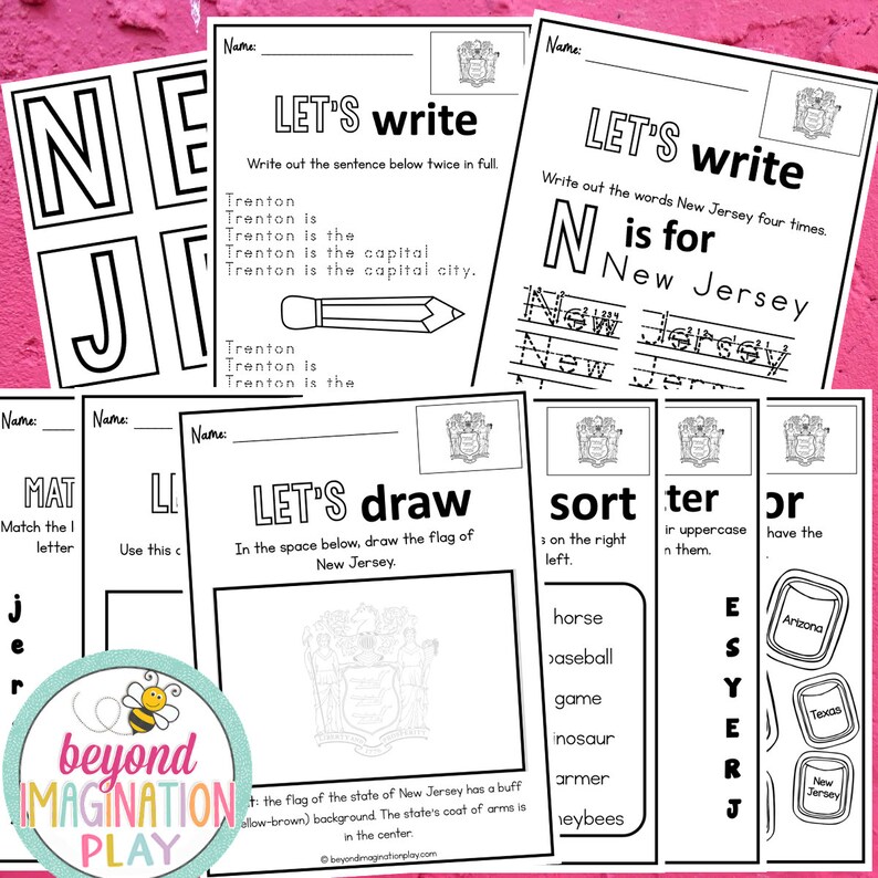50 States Project | New Jersey Facts Activities Worksheets Reading ...
