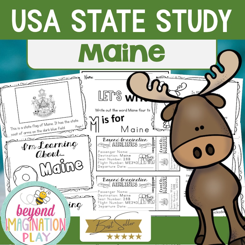 50 States Project | Maine Facts Activities Worksheets Reading ...