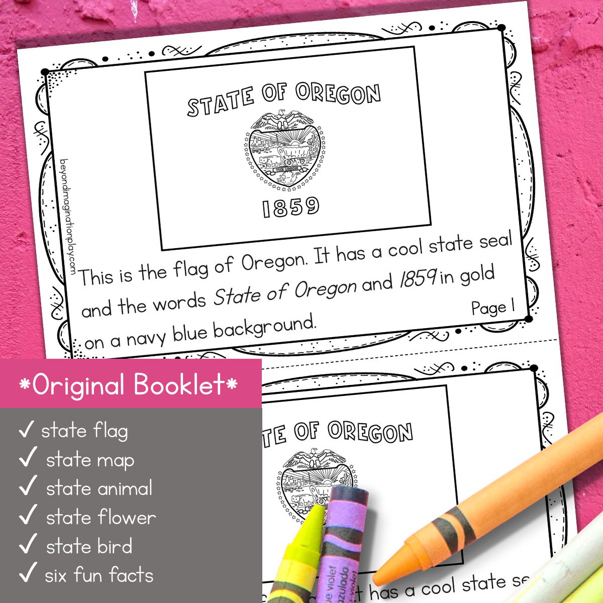 50 States Project | Oregon Facts Activities Worksheets Reading ...